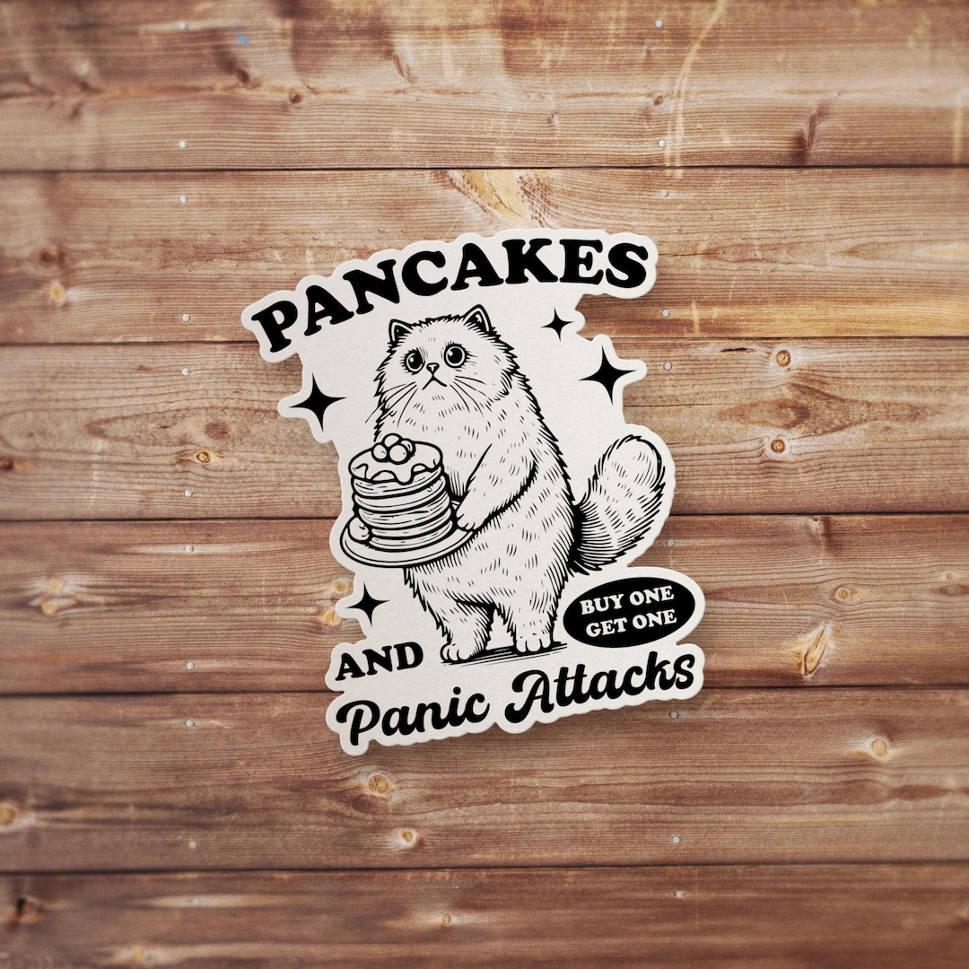 Sticker mème Crêpes et attaques de panique, Sticker drôle, Sticker mème ...