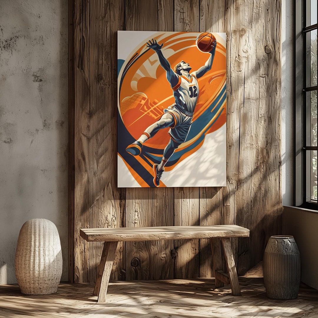 Retro Modern Basketball Printable Wall Art, Basketball Printable Poster ...