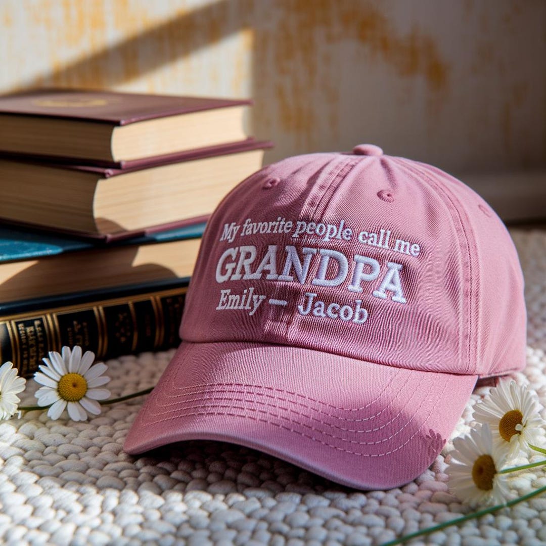 Embroidered Grandpa Cap, Personalized Grandkids Name Hat, Custom ...