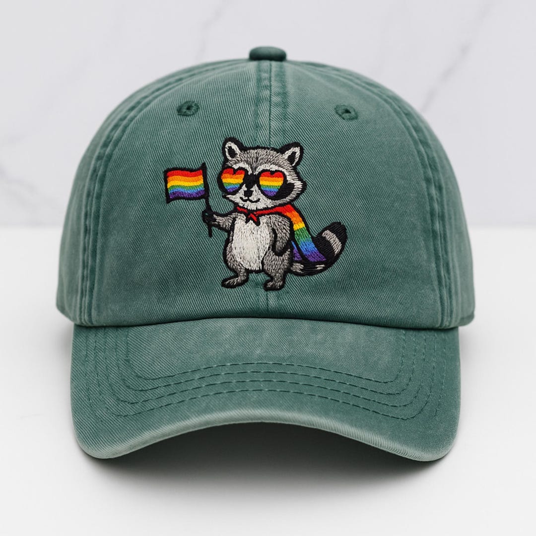 Embroidered Raccoon Pride Lgbt Hat, Racoon Pride Flag Hat, Gay Queer ...