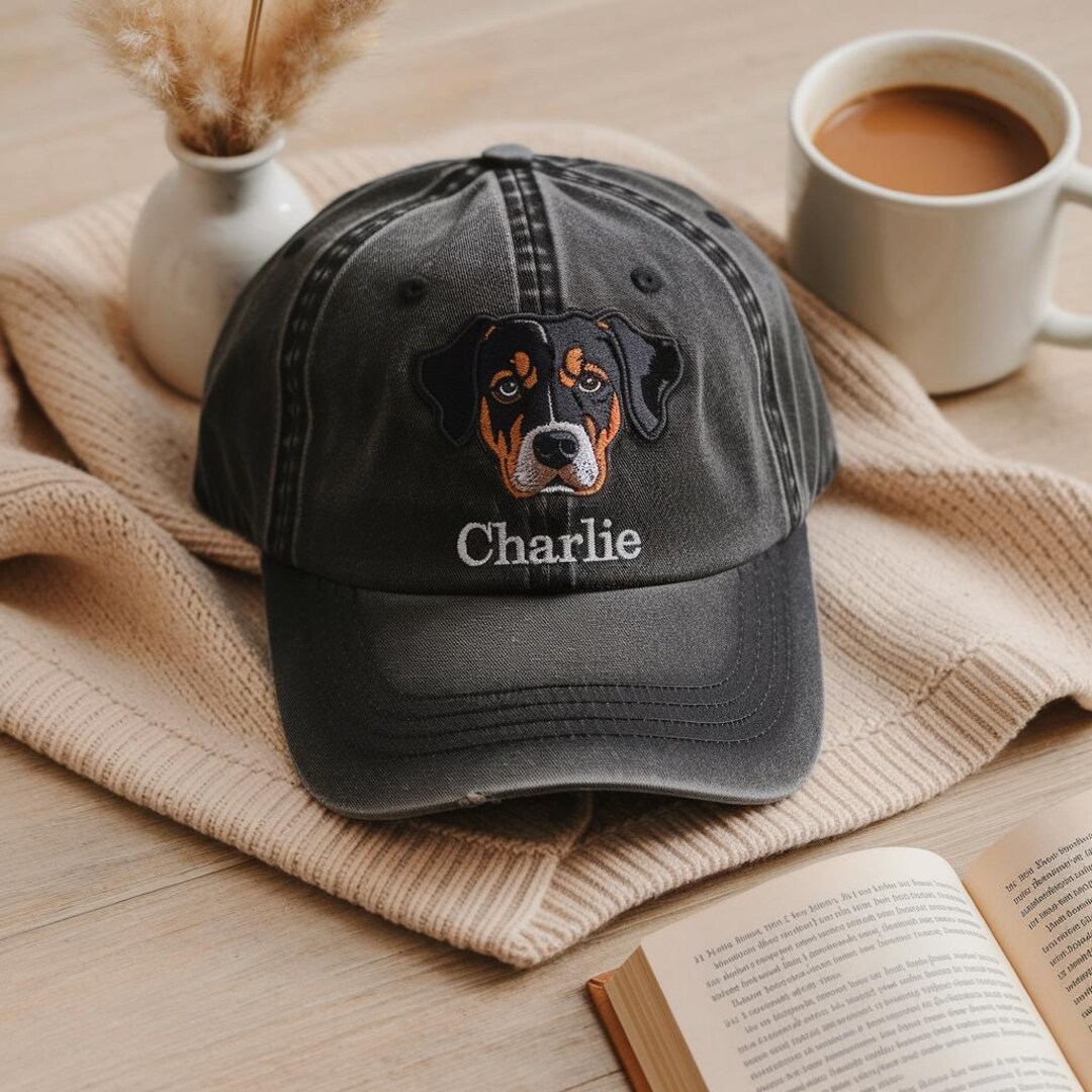 Custom Embroidered Pet Photo Hat – Personalized Cotton Cap, Pet Lover ...