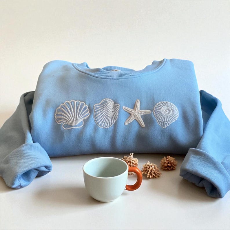 Seashell Embroidered Sweatshirt, Beach Lover Shirt - Etsy