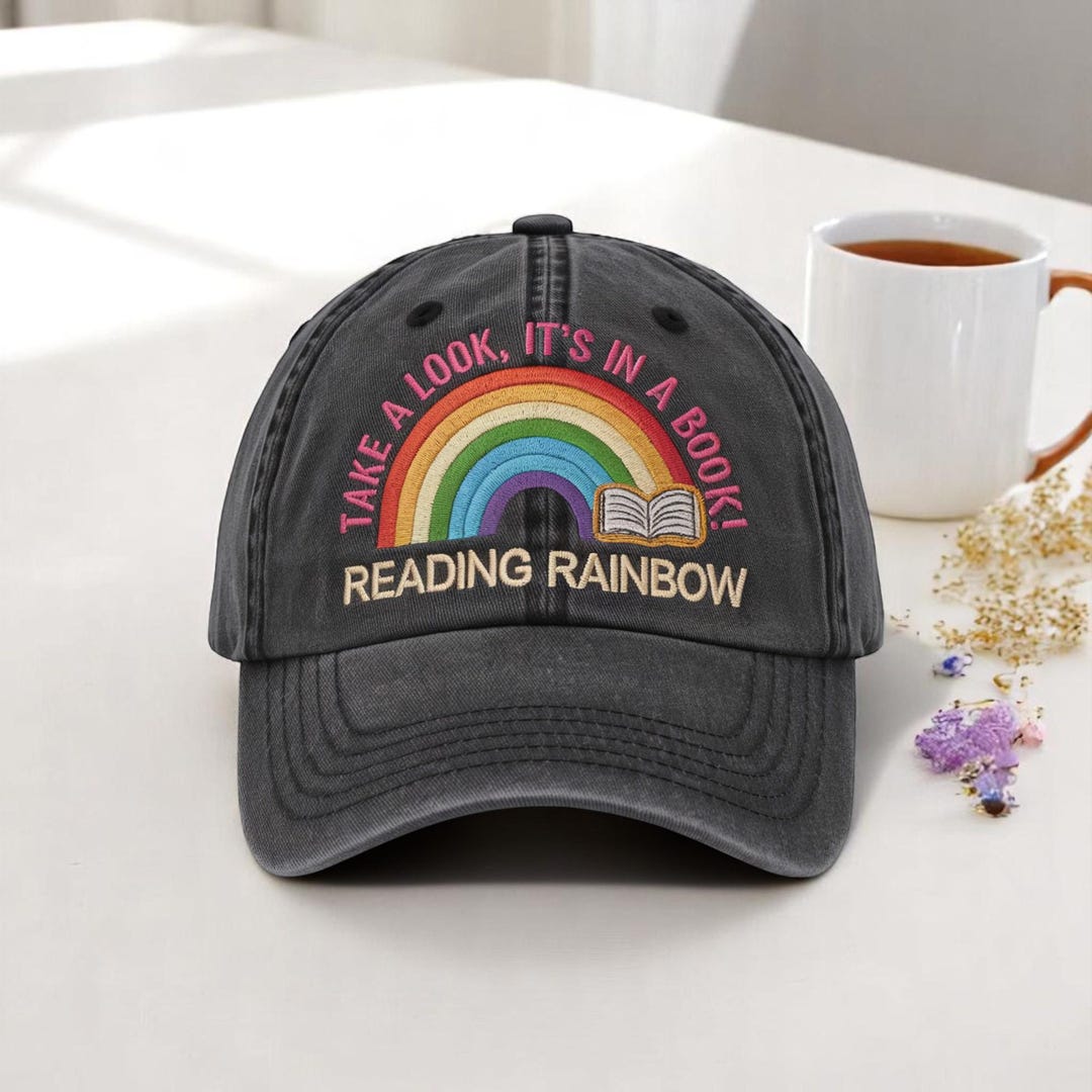 Embroidered Take a Look It's in a Book Washed Hat, Reading Rainbow Hat ...