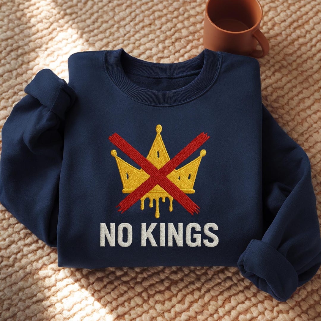 Embroidered No Kings in America Sweatshirt, Anti Trump Political Shirt ...