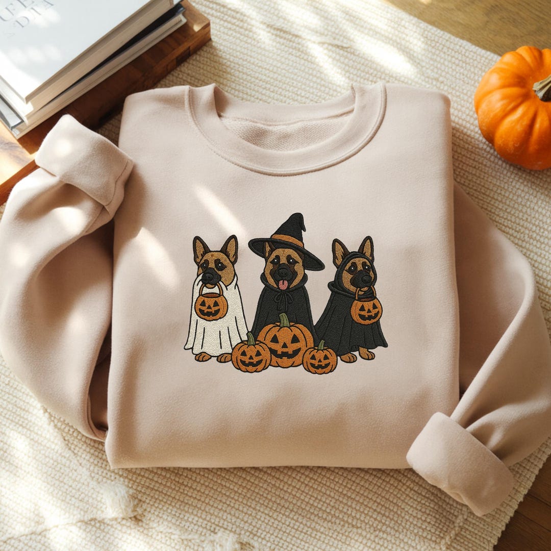 Halloween German Shepherd Ghost Dogs Embroidered Sweatshirt, Halloween ...