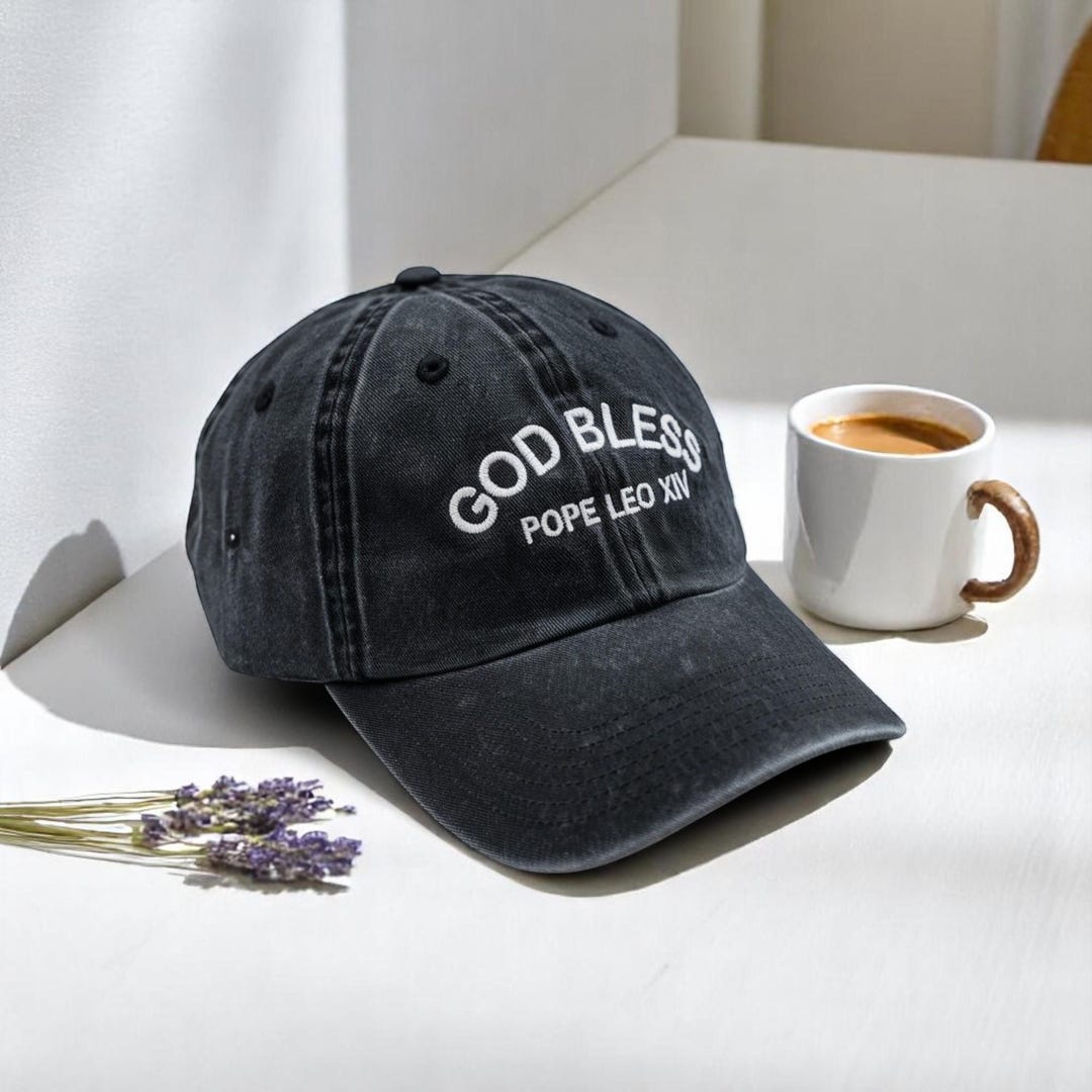 Embroidered God Bless Pope Leo XIV Hat Minimalist Religious Top Pope ...
