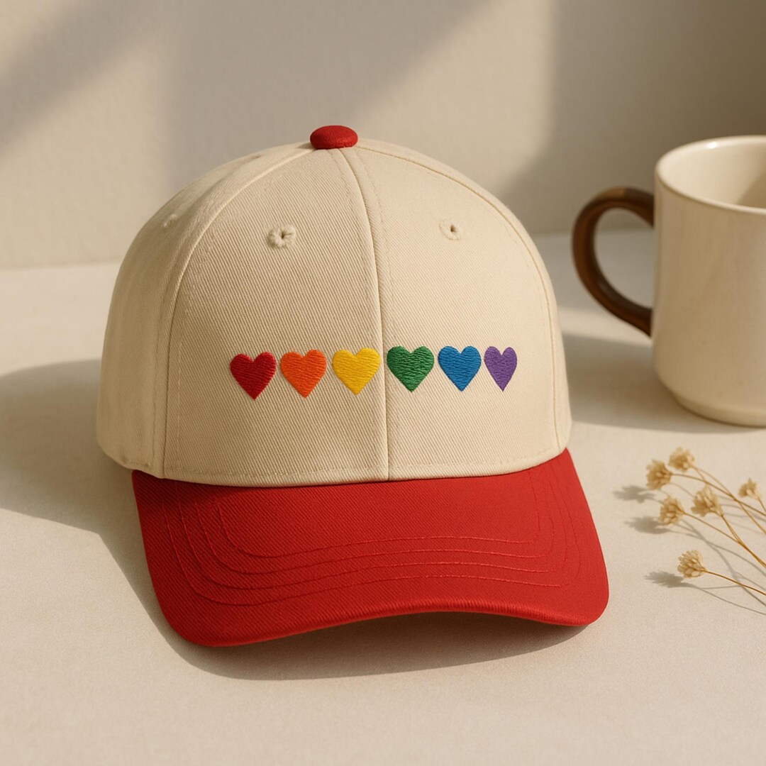 LGBT Heart Embroidered Two Tone Hat, Pride Month Embroidered Hat, Love ...