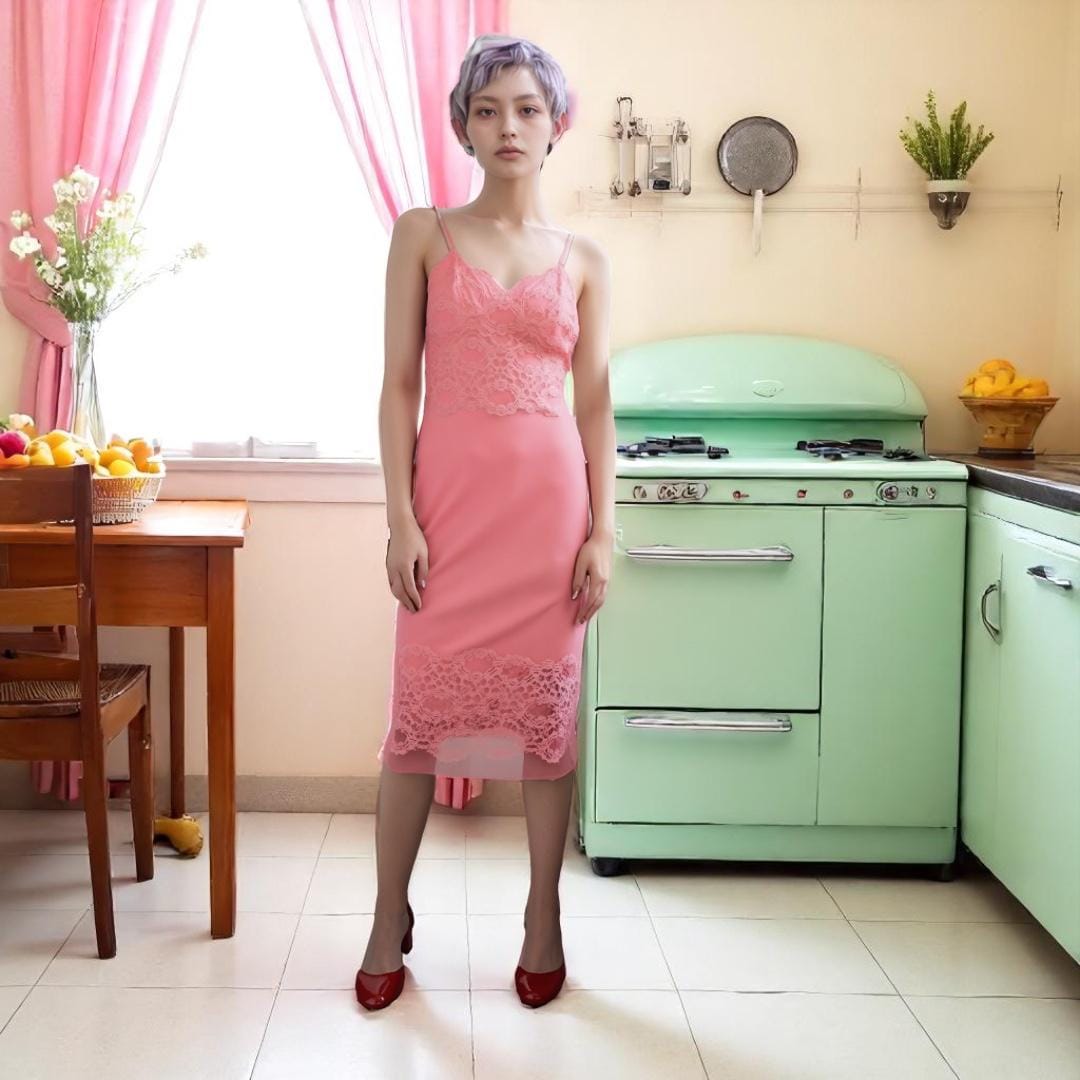 Vintage 60s Flamingo Pink Lace Slip Dress Laros Nylon Lingerie Size S ...