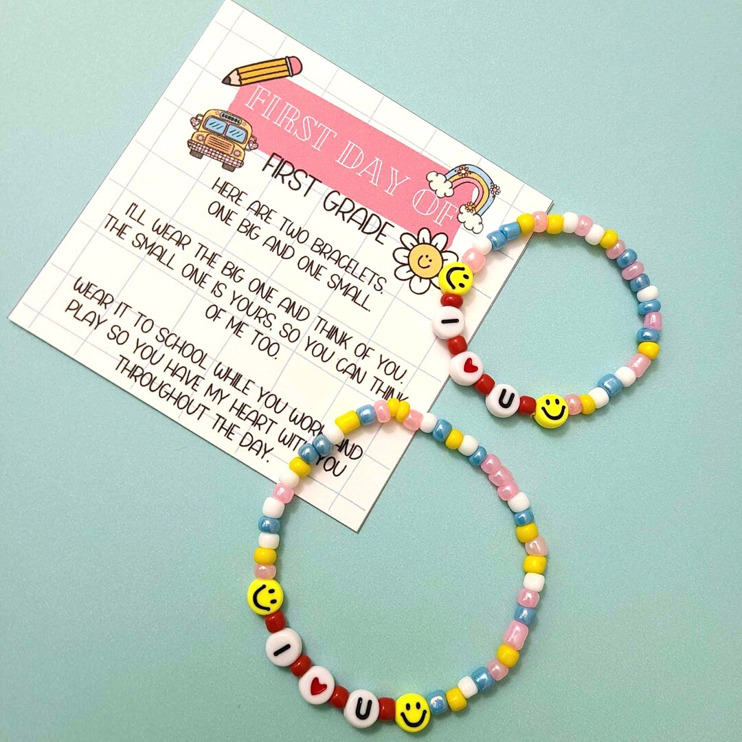 First Day of First Grade Back to School Bracelet Set for Mom & Daughter ...