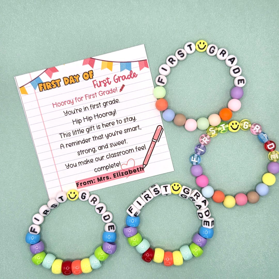 First Day of School First Grade Bracelet Back to School First Grade ...