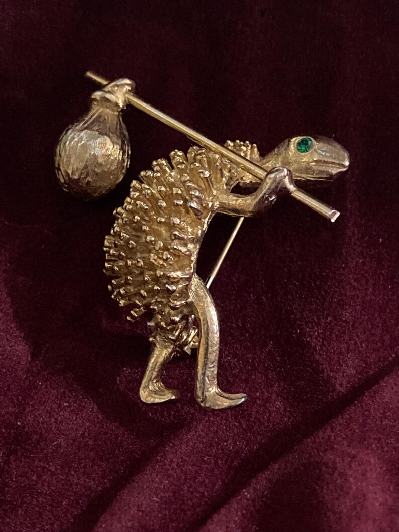 Vintage Jeanne Turtle Hobo Brooch Green Eyes - Etsy