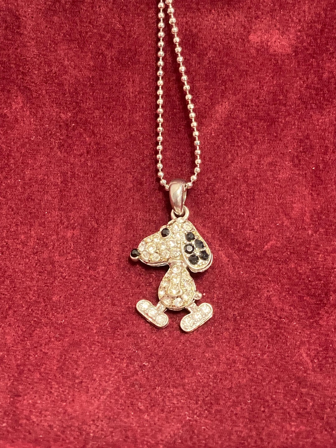 Vintage Snoopy Rhinestone Silver Necklace 9 Chain - Etsy