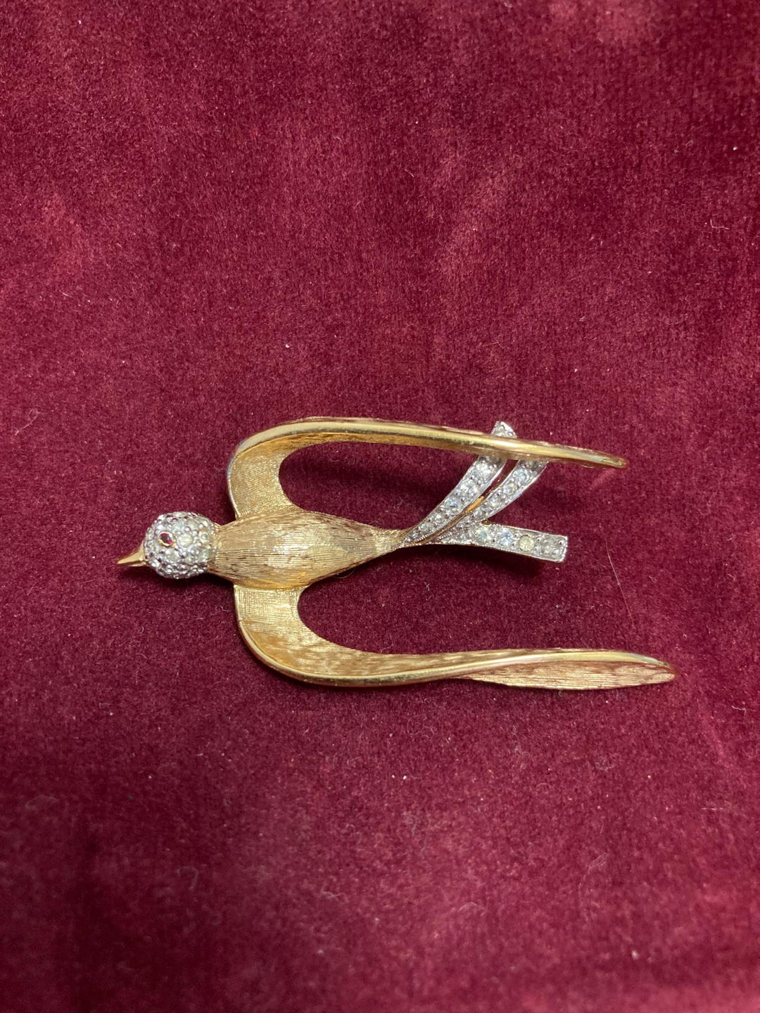 Vintage Swallow Bird Gold Tone Rhinestone Brooch Pin - Etsy