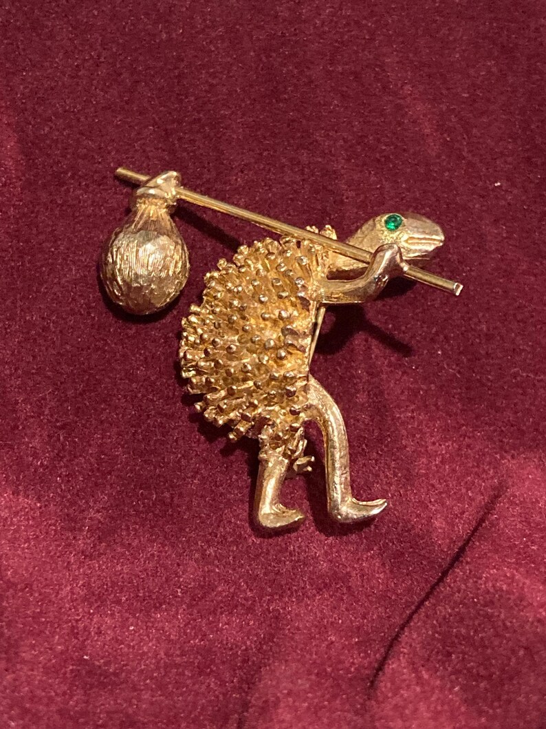 Vintage Jeanne Turtle Hobo Brooch Green Eyes - Etsy