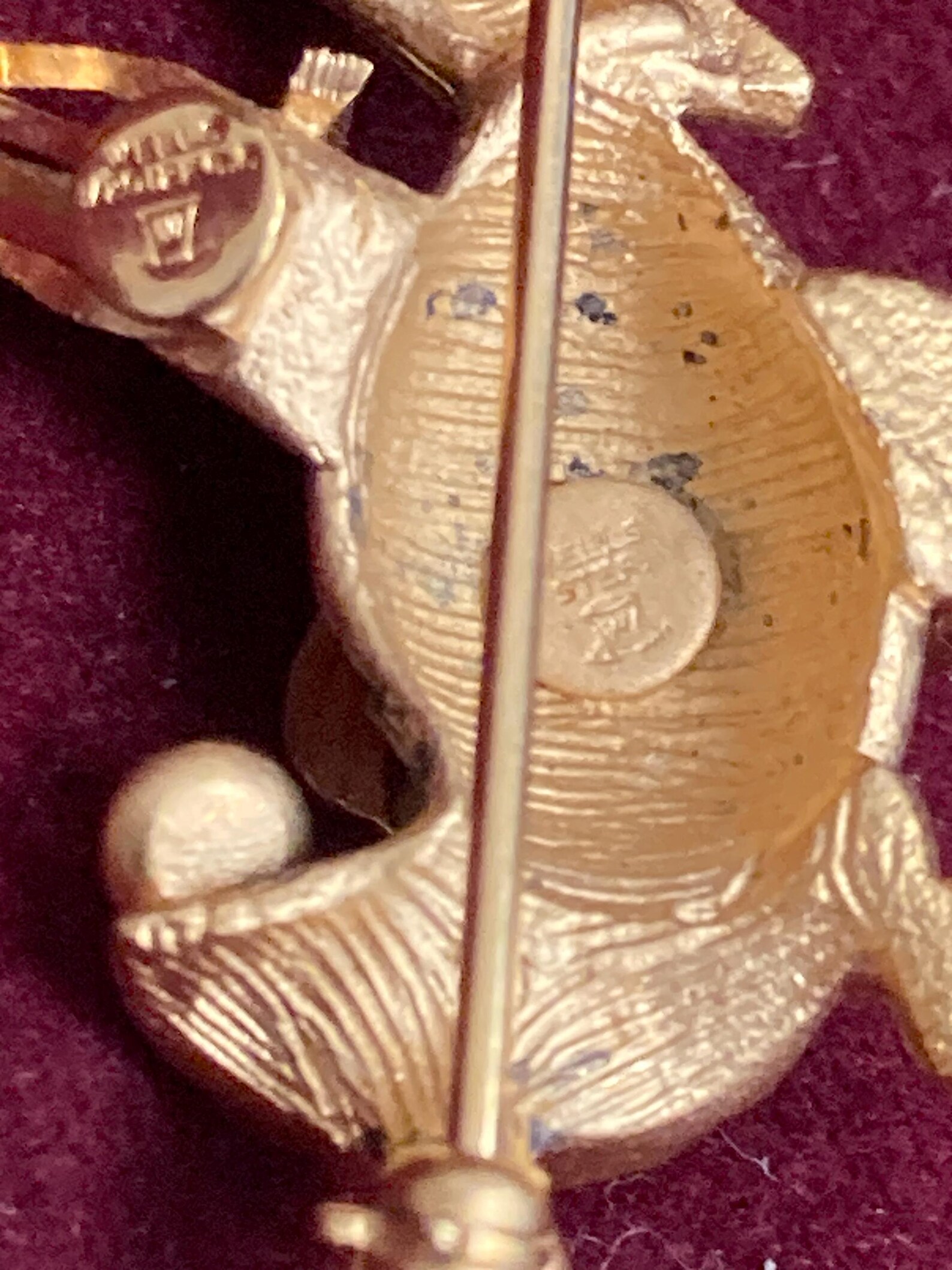 Vintage Wells Ster Duck Golfer Gold Tone Faux Turquoise Eye Brooch Pin ...
