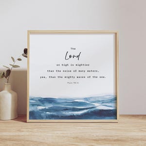 Watercolor Painting, Ocean Scene, Bible Verse, Digital Download, Wall ...