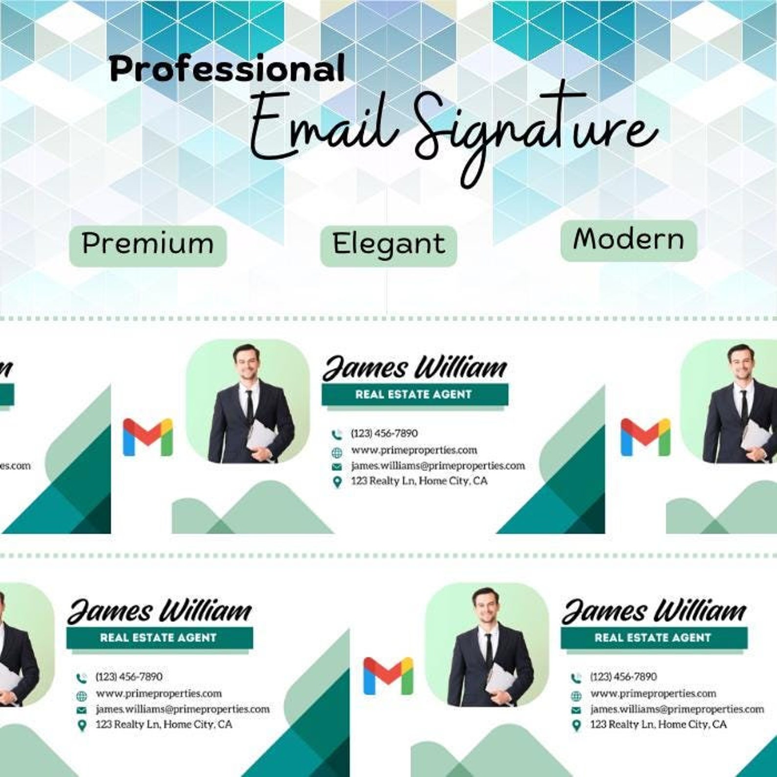 Editable Gmail Email Signature Premium Clean Modern Digital Signature ...