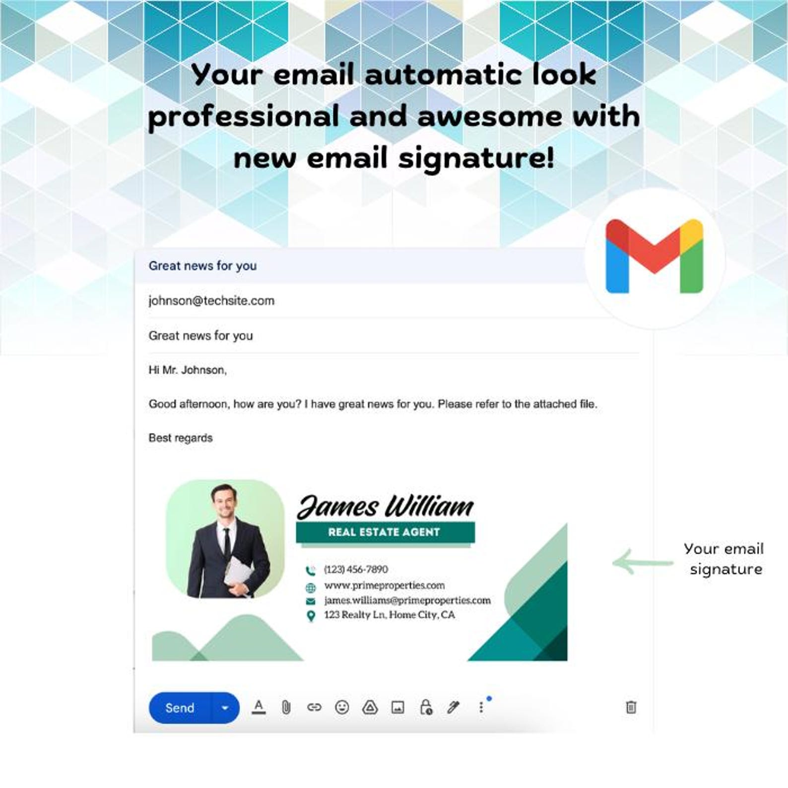Editable Gmail Email Signature Premium Clean Modern Digital Signature ...