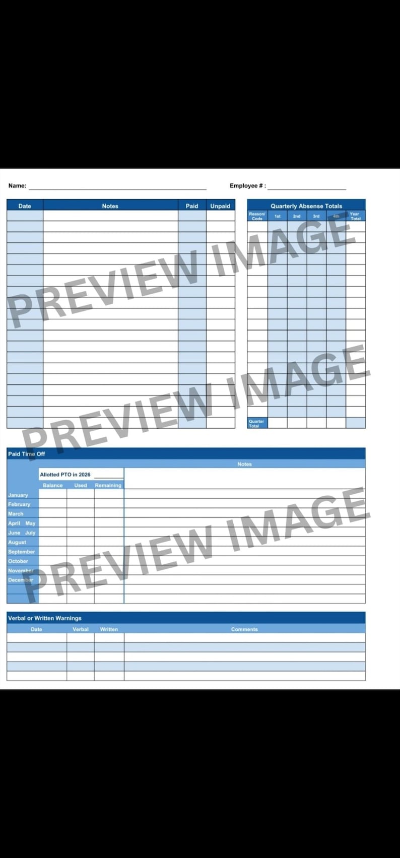 2026 Employee Attendance & PTO Tracker - Etsy
