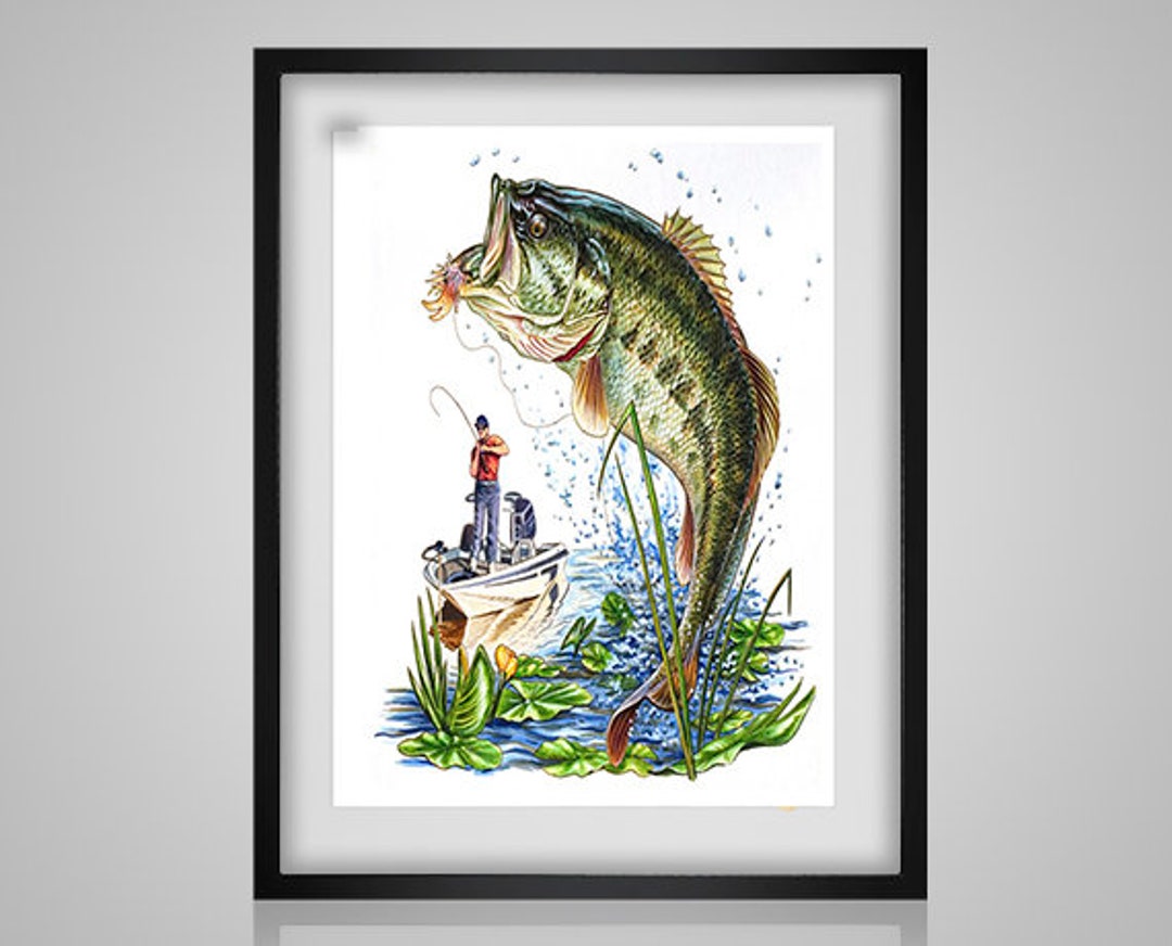 Cross Stitch Pattern Bass Fisherman Catching Outdoors Outdoorsman ...