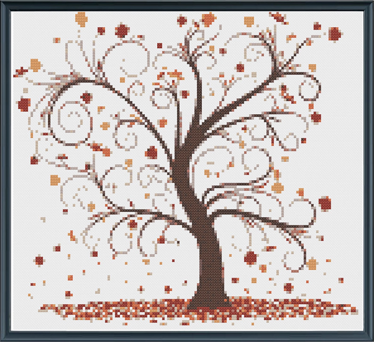 Autumn Tree - Downloadable PDF Cross Stitch Pattern Fall Tree Falling ...