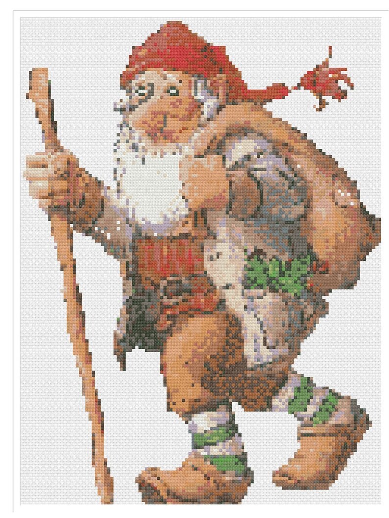Cross Stitch Pattern Traveling Elf - Christmas Holidays Santa Funny Elf ...