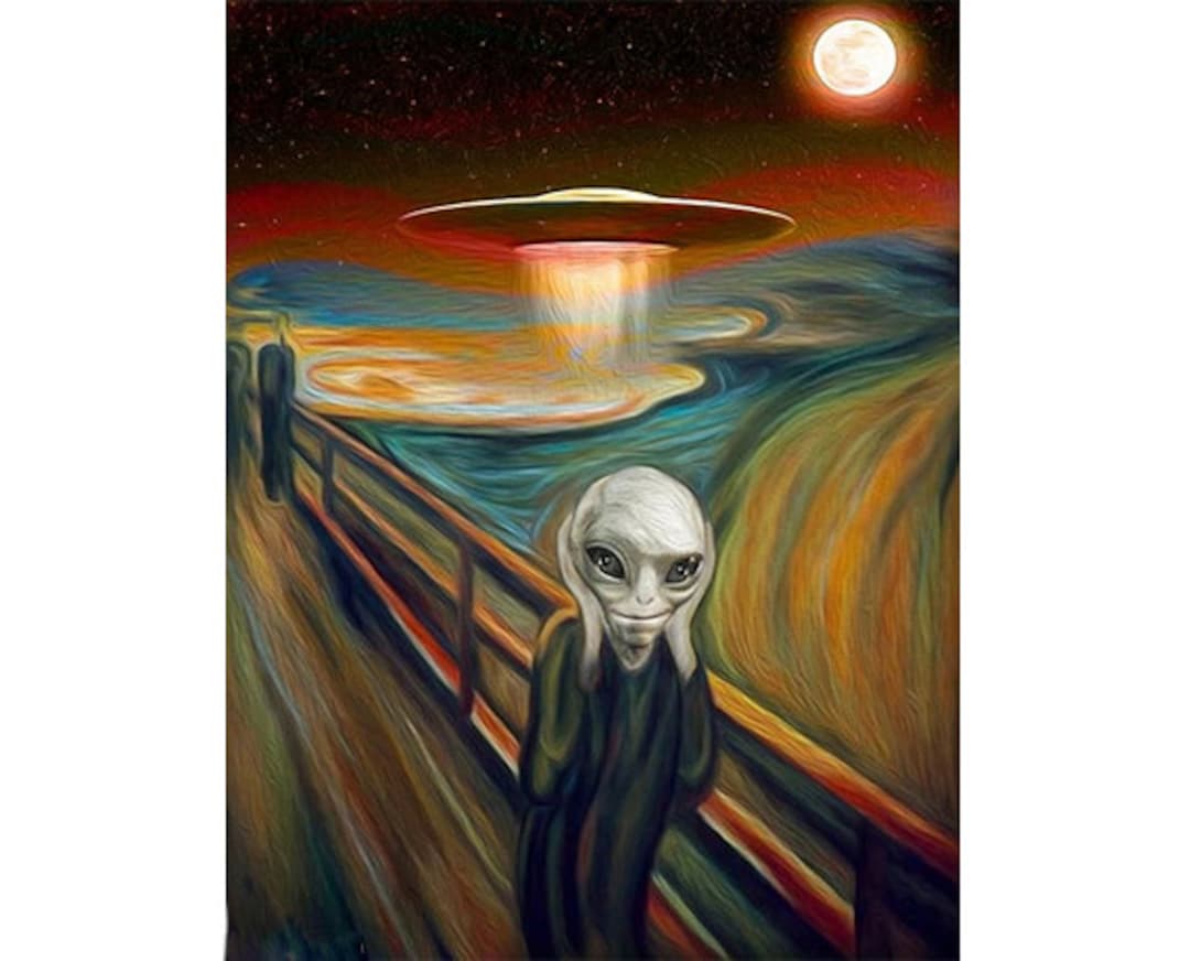 The Alien Scream -munch Mash up Ufo Alien Funny Humerous Needlecraft ...