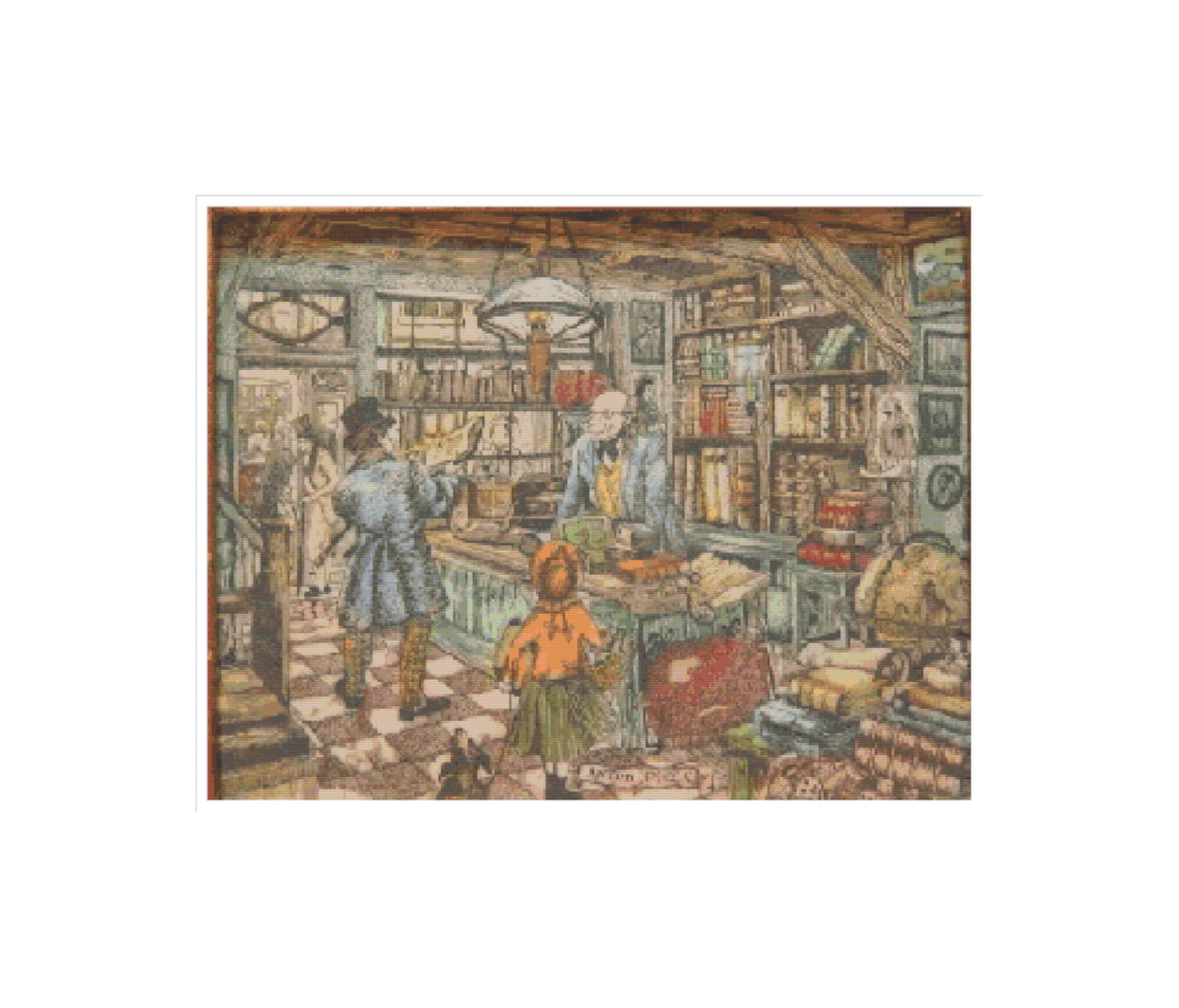 Cross Stitch Pattern the Bookshop Anton Pieck Pdf Crossstitch Tutorial ...