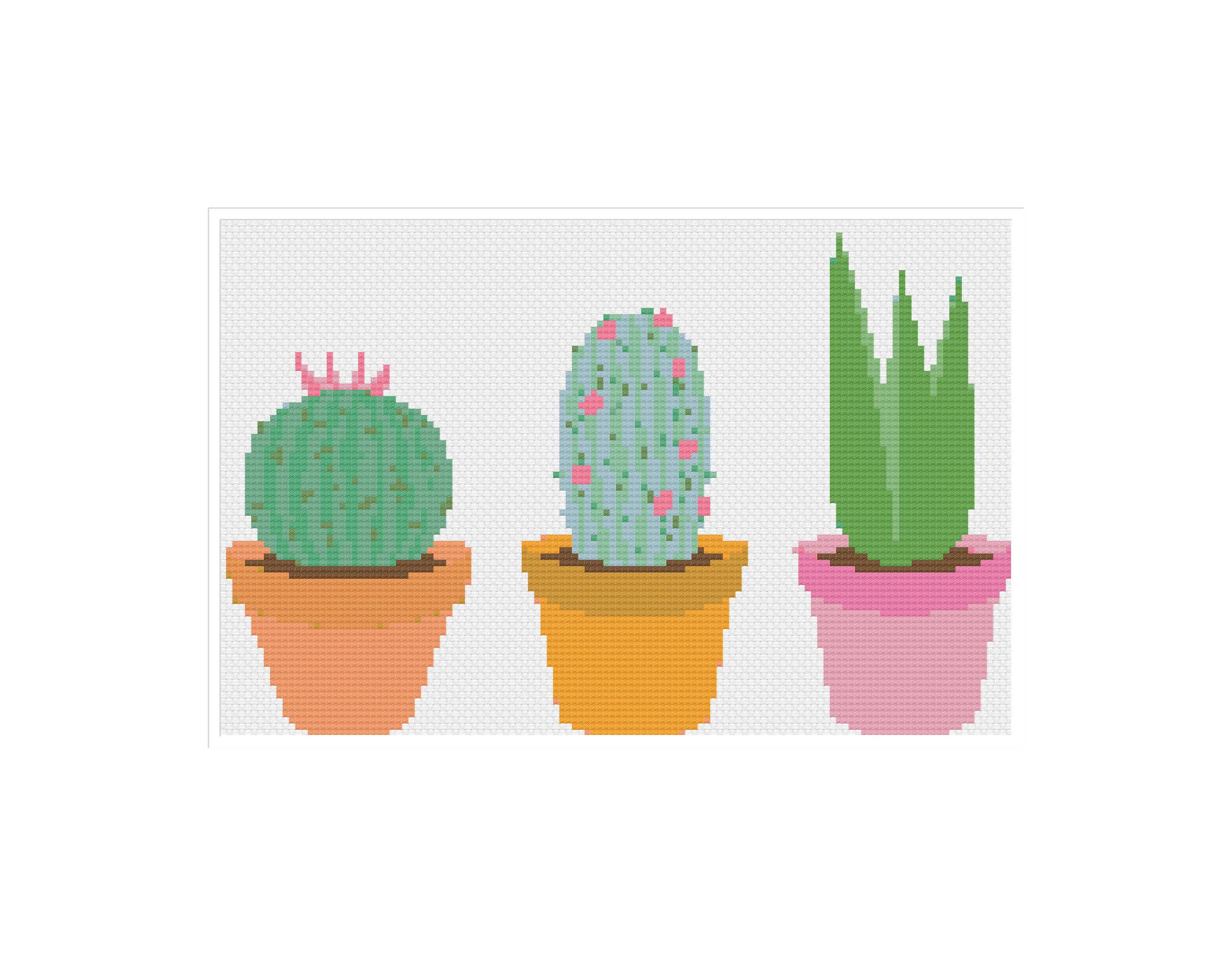3 Cute Cacti Pdf Crossstitch Tutorial Cactus Succulent Spring Plant Desert Flower Quick Easy ...