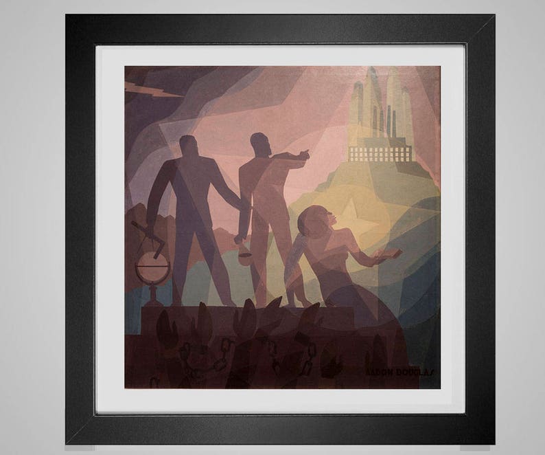 Aspiration by Aaron Douglas 1836 Harlem Renaissance Style Working Man ...
