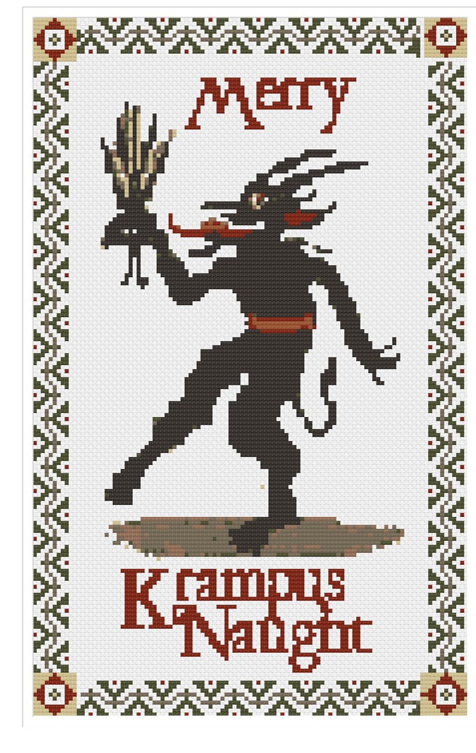 Cross Stitch Pattern Krampus Mini Samplers Set of Two Gruss Von Krampus ...