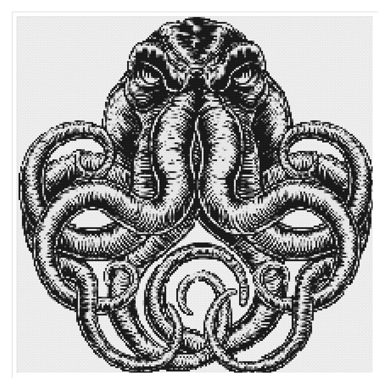 Cthulhu Woodcut PDF Cross Stich Pattern INSTANT DOWNLOAD - Etsy