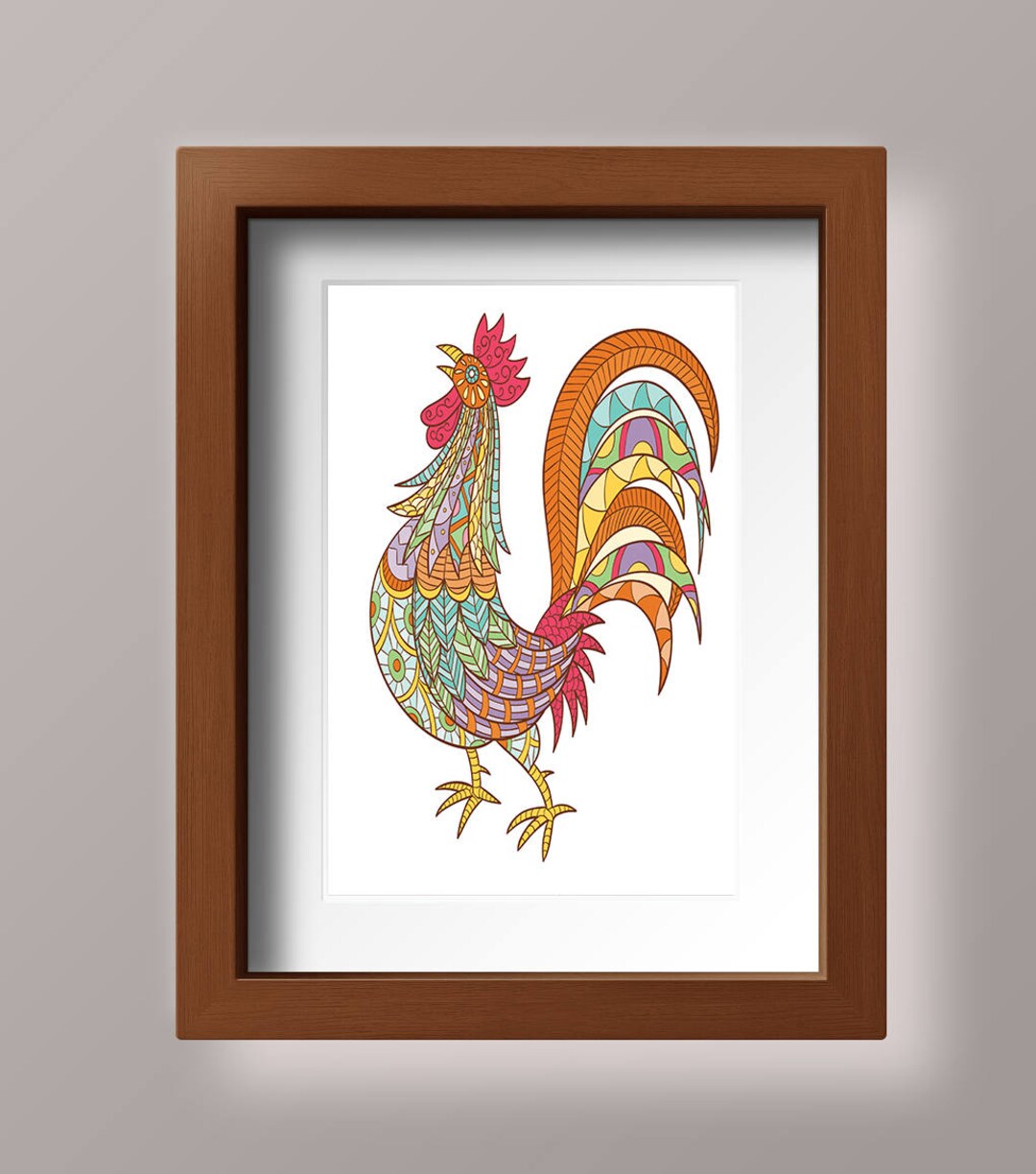 Rainbow Rooster Pdf Crossstitch Tutorial Colorful Ethnic Zendoodle ...