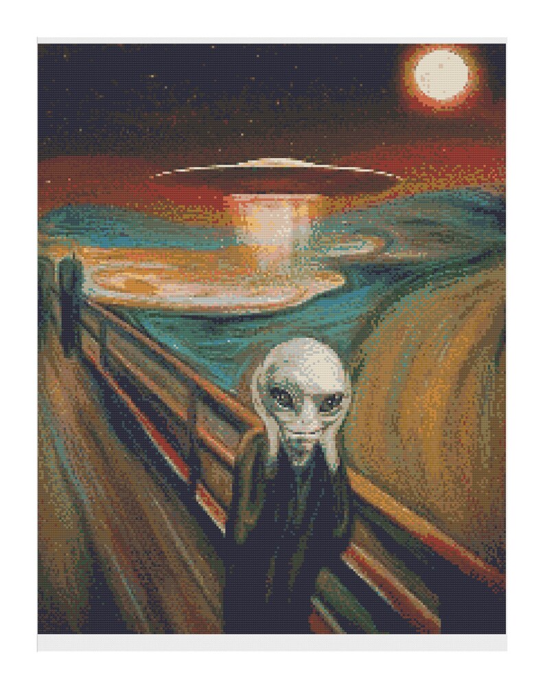 The Alien Scream -munch Mash up Ufo Alien Funny Humerous Needlecraft ...