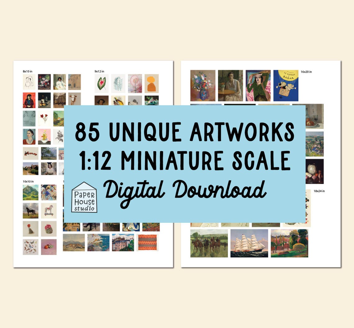 85 Mini Dollhouse Art Printable | 1:12 Scale Printable Digital Download ...