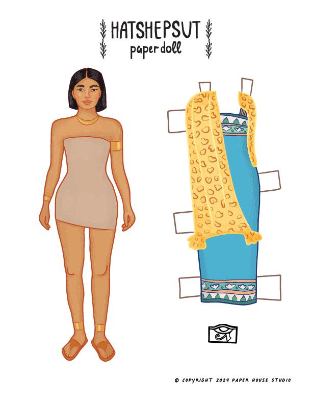 Ancient Egyptian Queen Paper Doll Printable | Hatshepsut Paper Doll ...