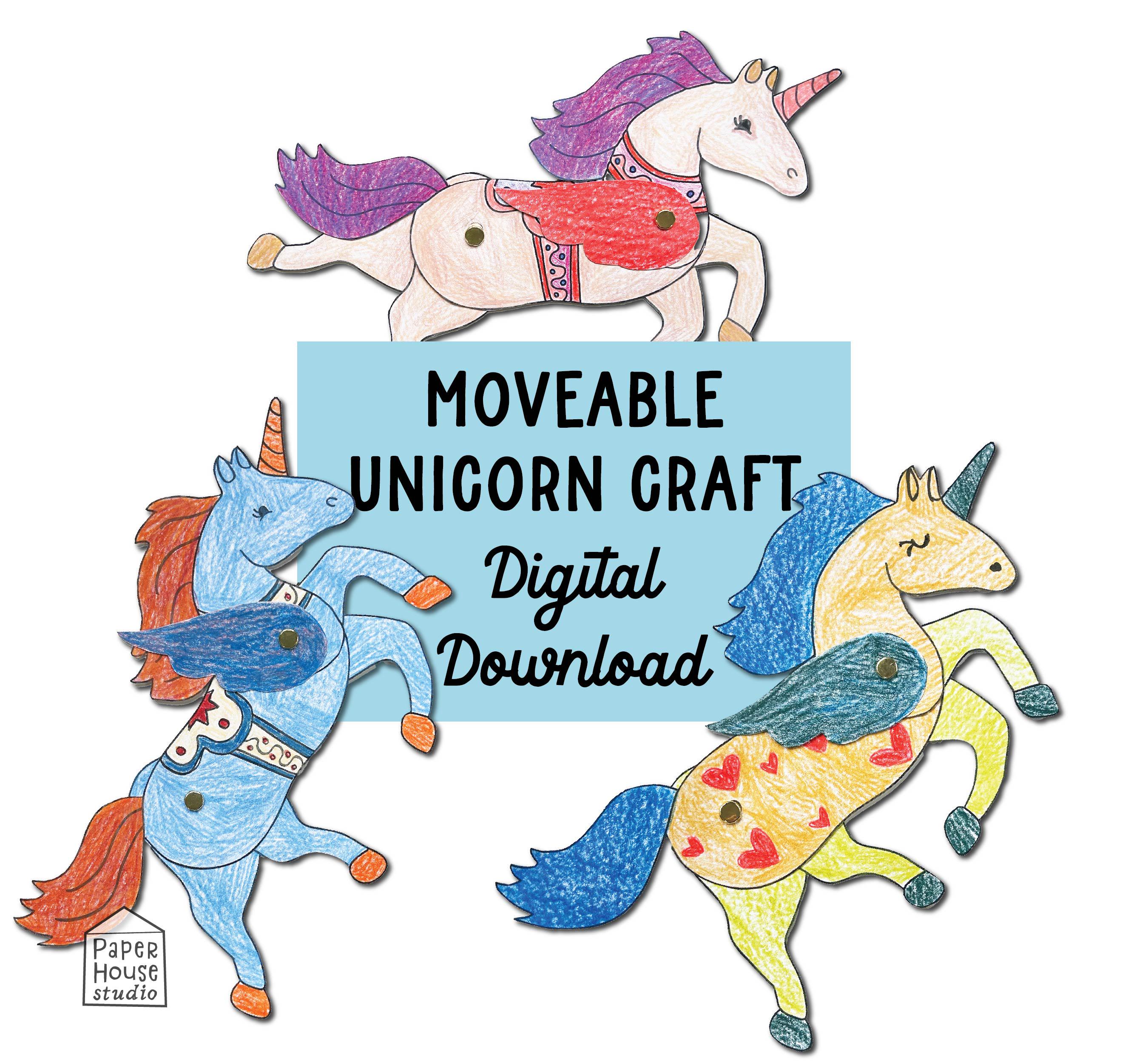 Unicorn Coloring Craft Printable – DIY Moveable Unicorn Activity for ...