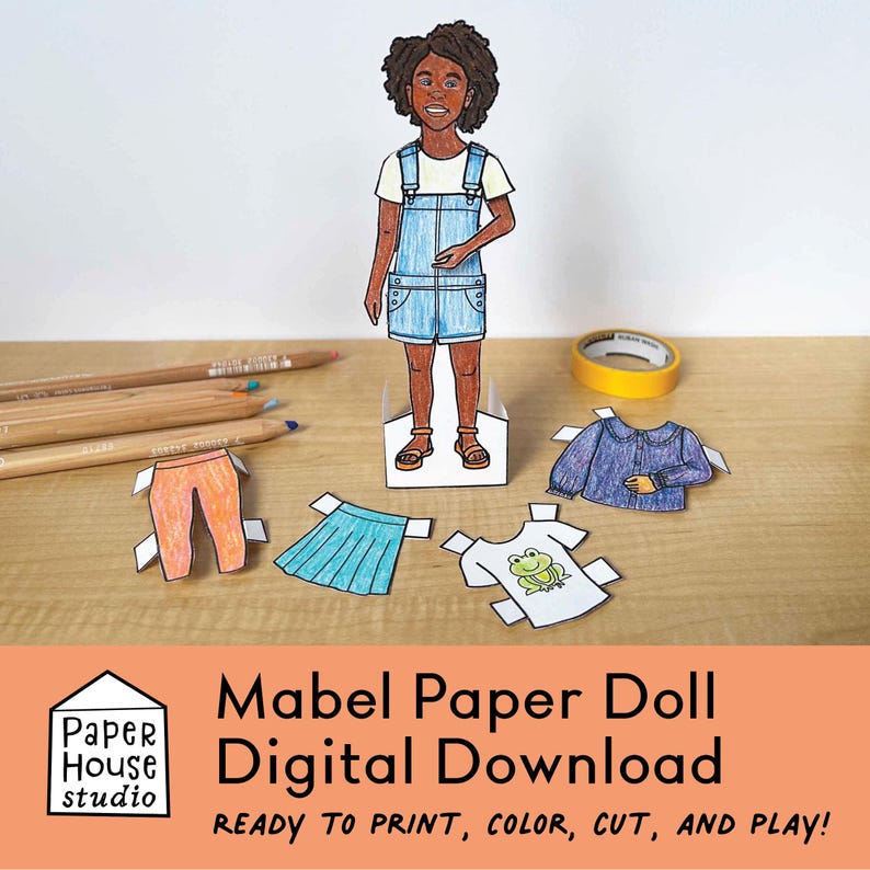 Mabel Paper Doll Hand-drawn Printable Digital Download Coloring Pages ...