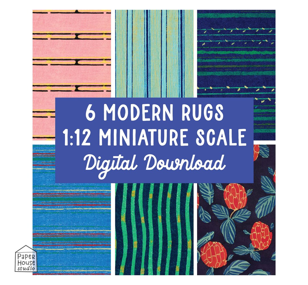 Dollhouse Rugs Printable 1:12 Scale Modern Geometric – Miniature Doll ...