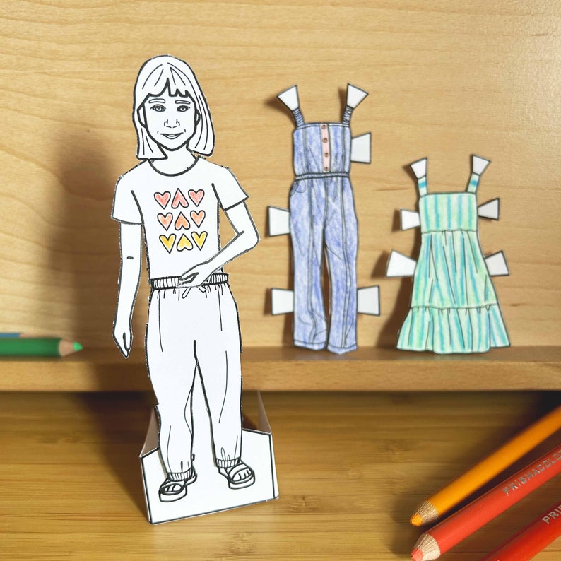 Printable Lilia Paper Doll Kit With Outfits DIY Craft Activity for Kids ...