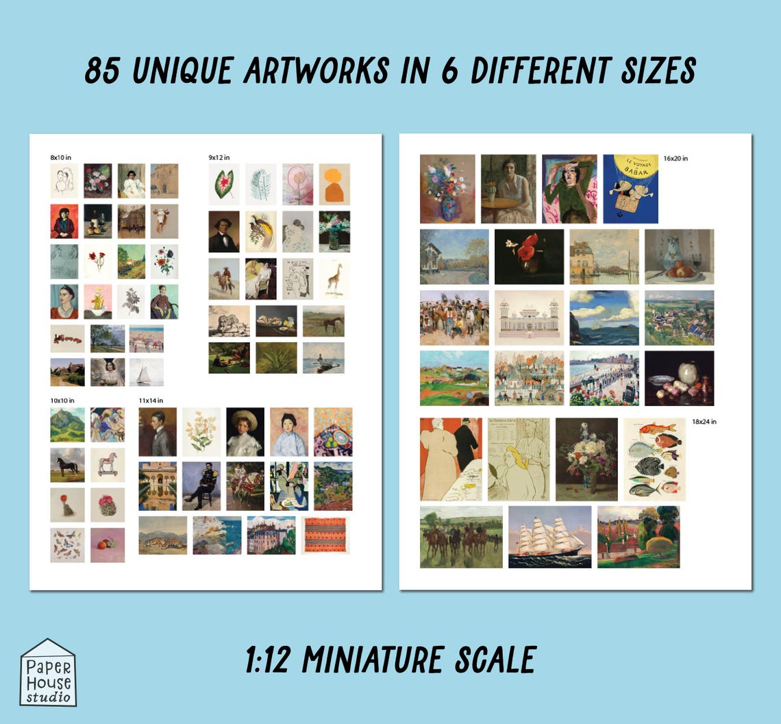 85 Mini Dollhouse Art Printable | 1:12 Scale Printable Digital Download ...