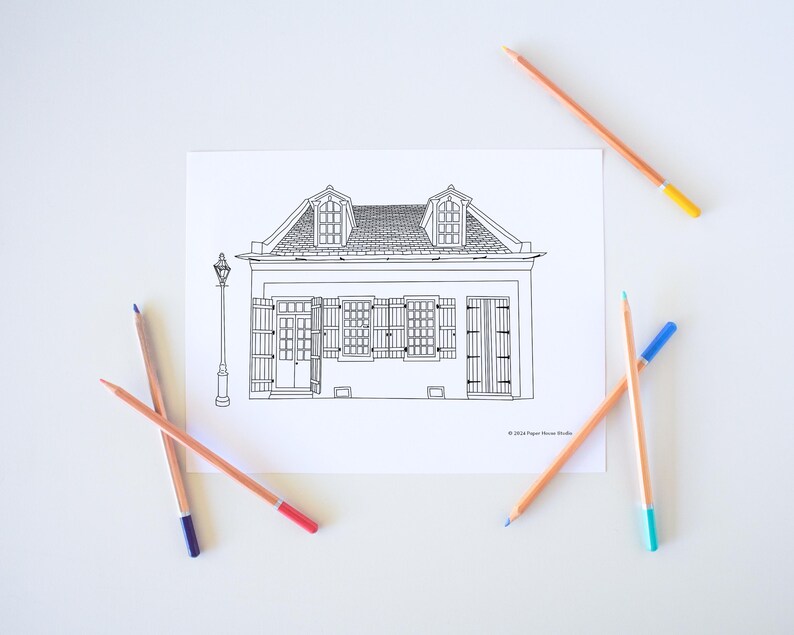 New Orleans Architectural Historic House Coloring Pages | Creole ...