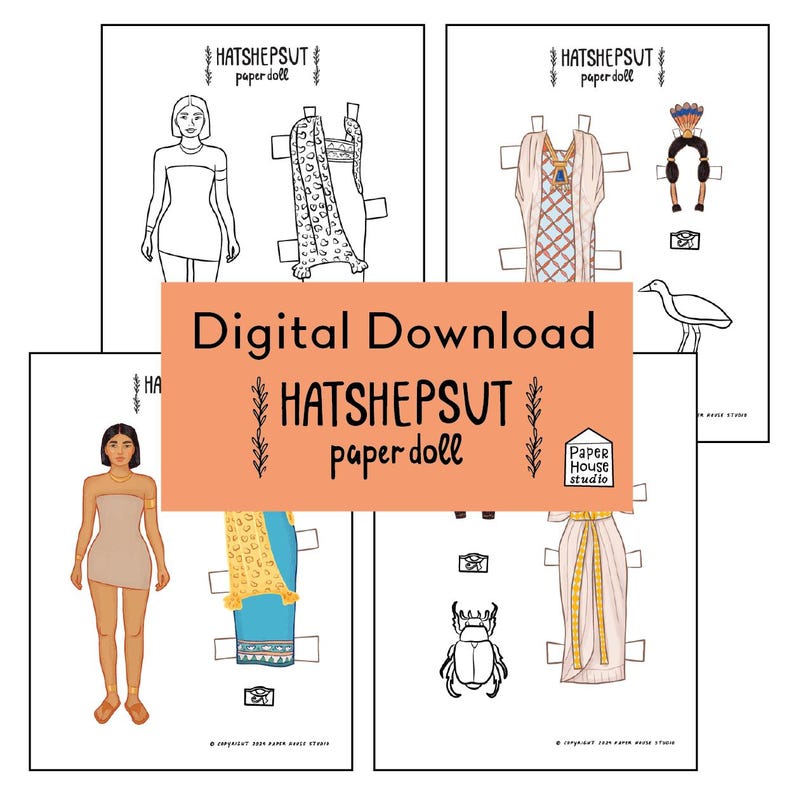 Ancient Egyptian Queen Paper Doll Printable Hatshepsut Paper Doll ...