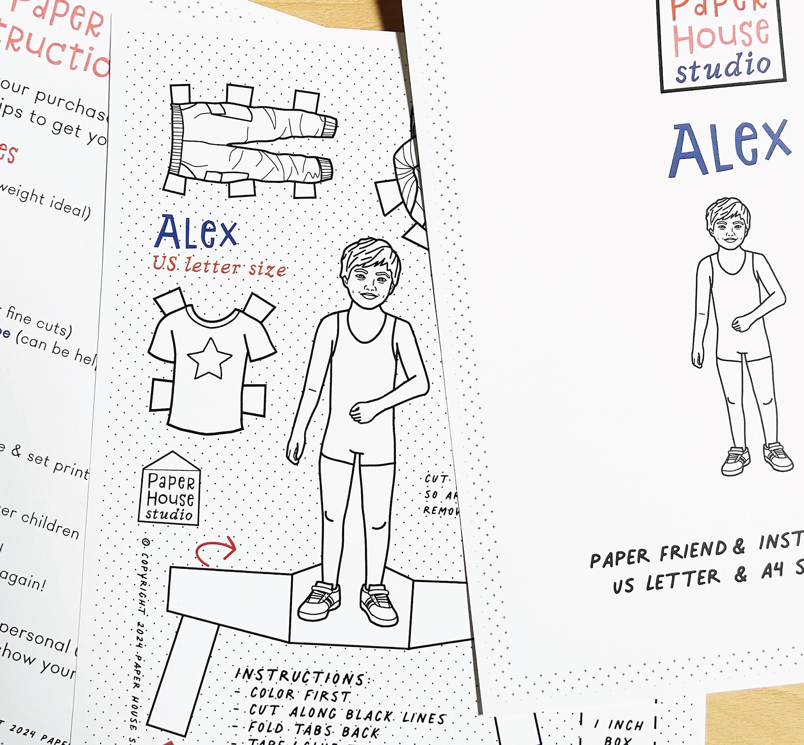 Alex Paper Friend | Realistic Hand-drawn Printable Digital Download ...