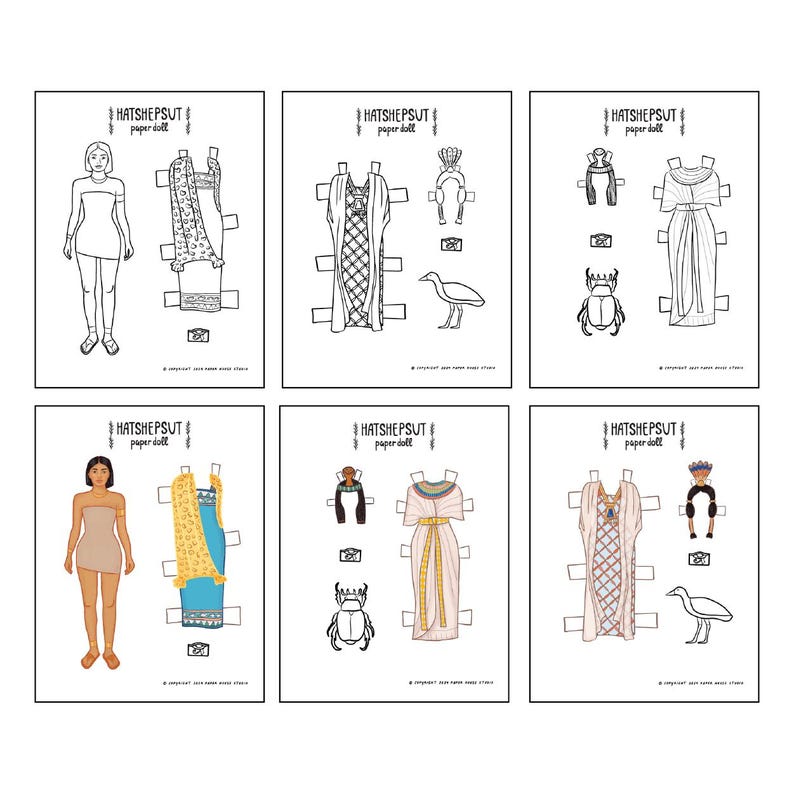 Ancient Egyptian Queen Paper Doll Printable | Hatshepsut Paper Doll ...
