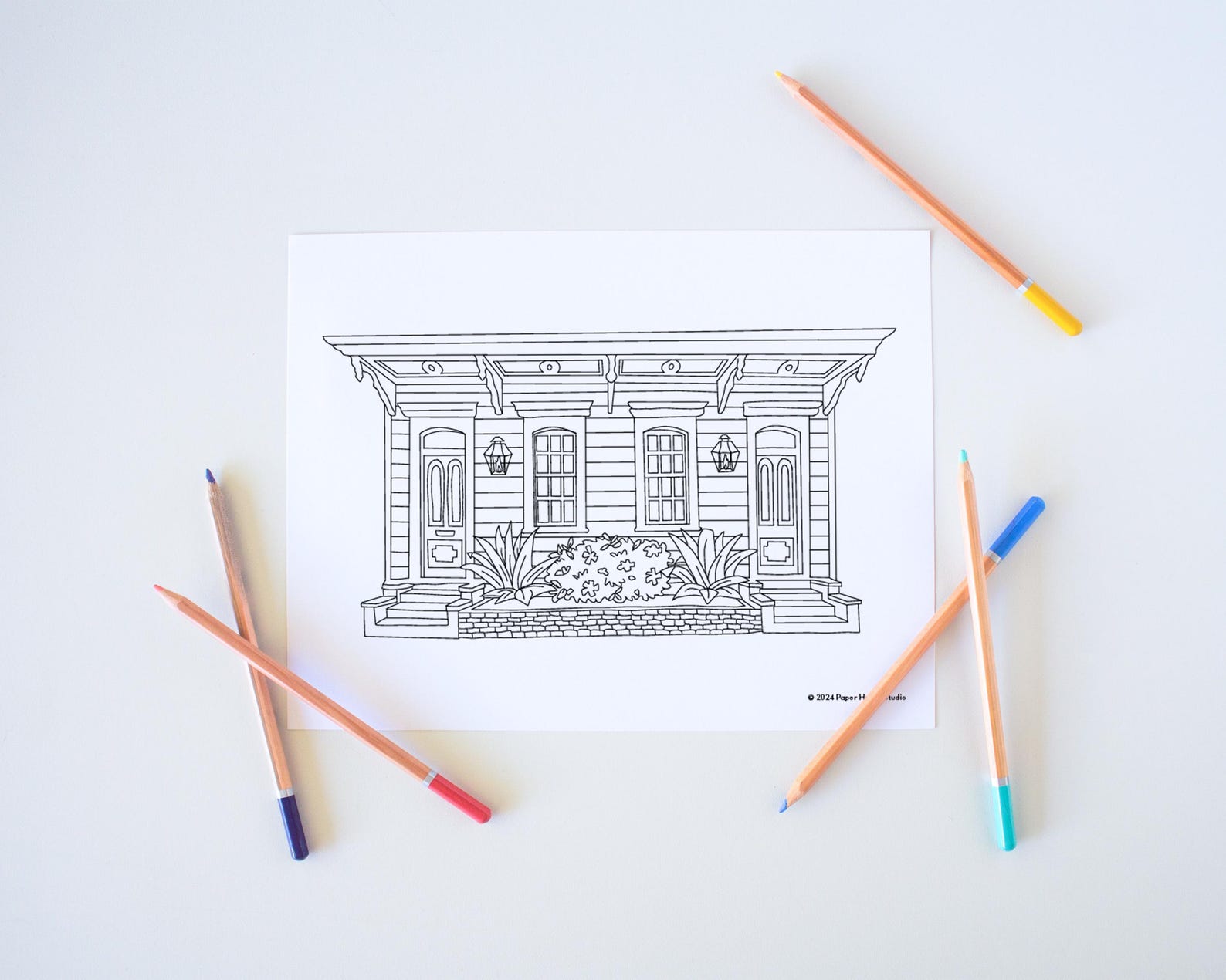 New Orleans Architectural Historic House Coloring Pages | Creole ...