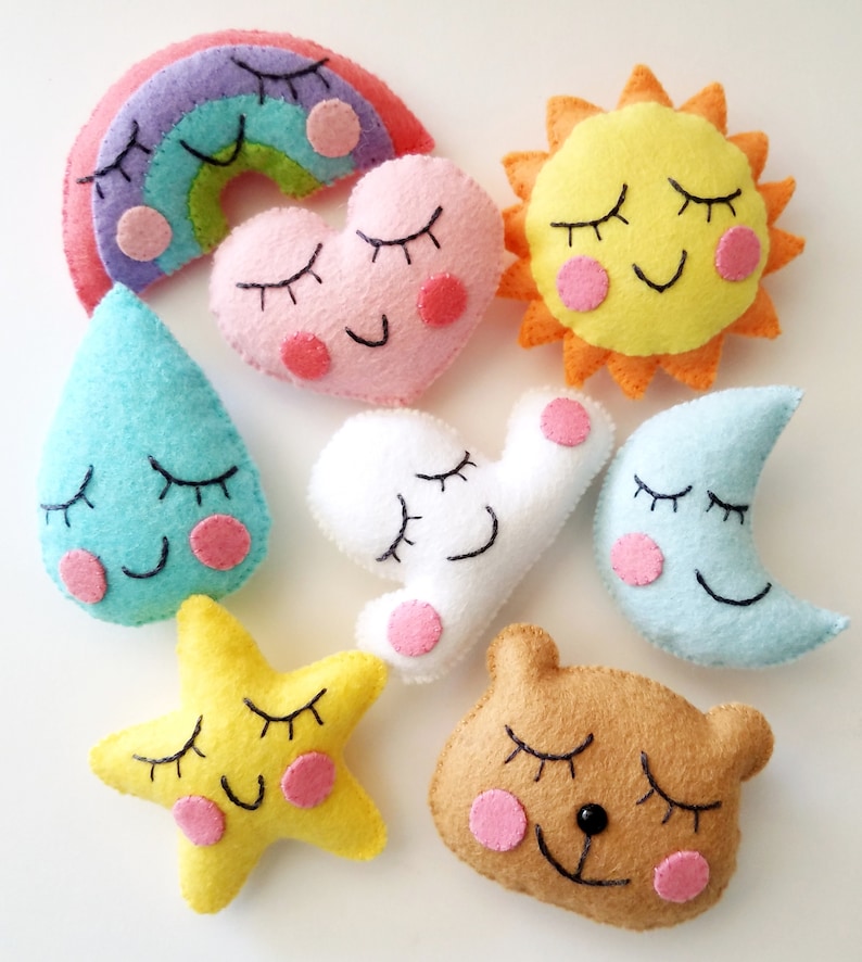 Felt Celestial Bedtime Softie Toy Set Garland Banner Sewing Pattern ...
