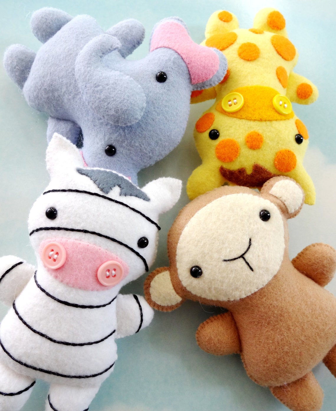 Felt Jungle Animal Softies Sewing Pattern Tutorial PDF E | Etsy