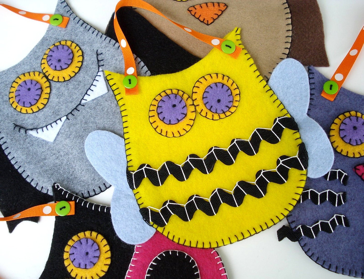 NEW Felt Pouches Toy Sewing Pattern - PDF Epattern - Owl, Bat, Kitty ...