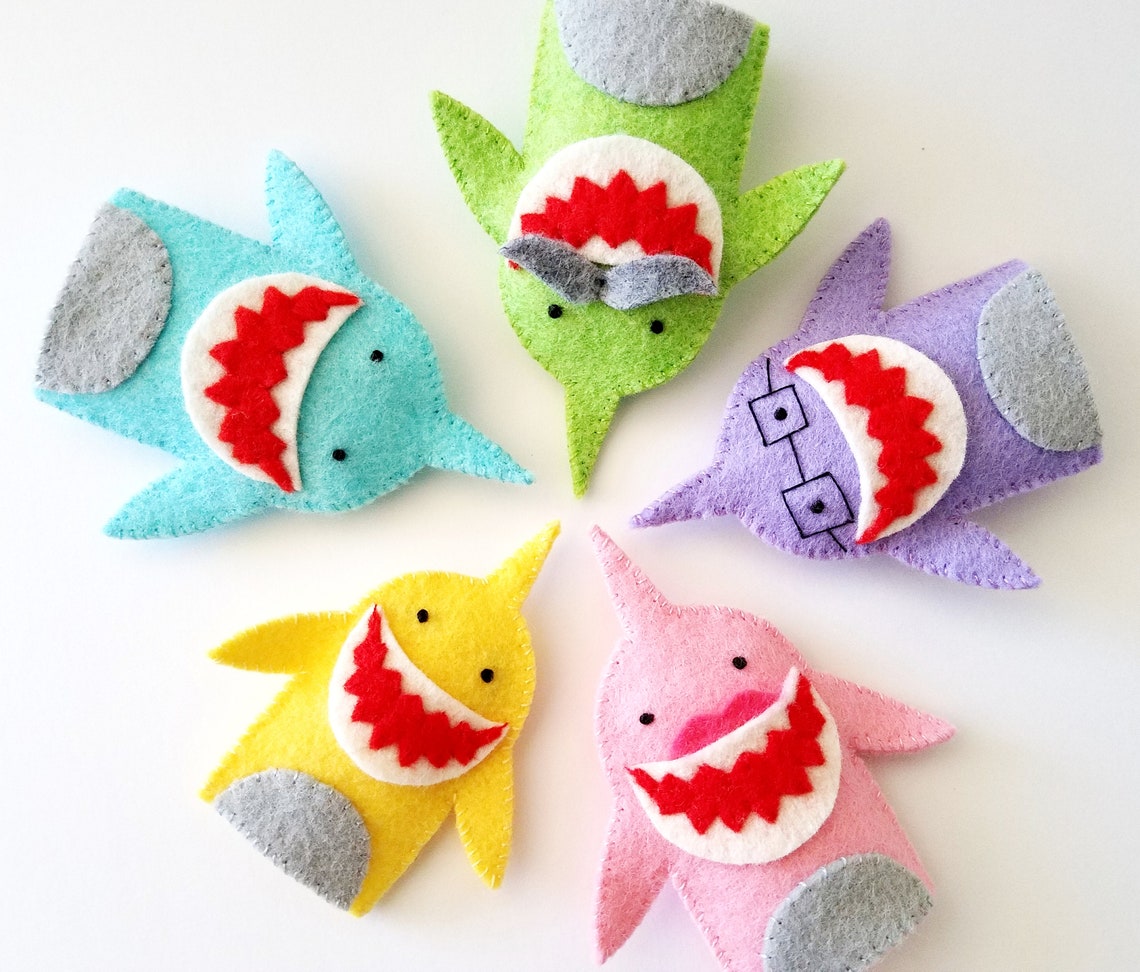Shark Family Felt Finger Puppets Sewing Pattern PDF Epattern - Etsy